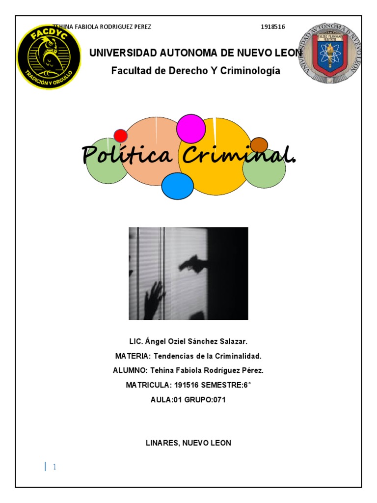 TFRP TDC Ev1 | PDF | Derecho penal | Criminología