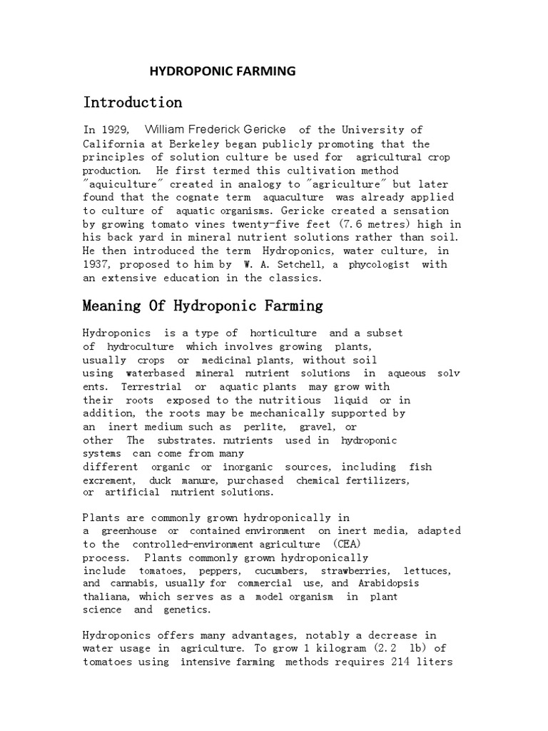 Hydroponic Farming | PDF | Hydroponics | Soil