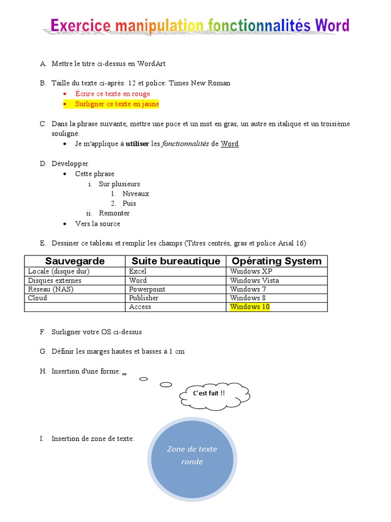 Exercice Word | PDF | Microsoft Word | Microsoft Windows