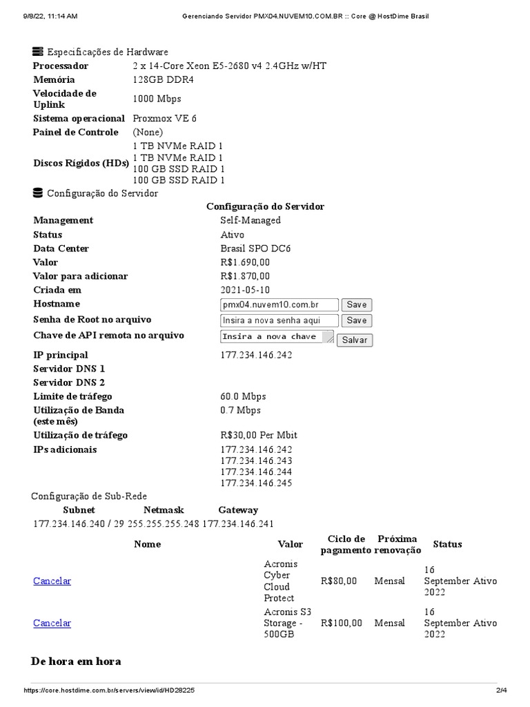 Gerenciando Servidor PROXMOX - Core at HostDime Brasil | PDF | Informática | Protocolos da internet