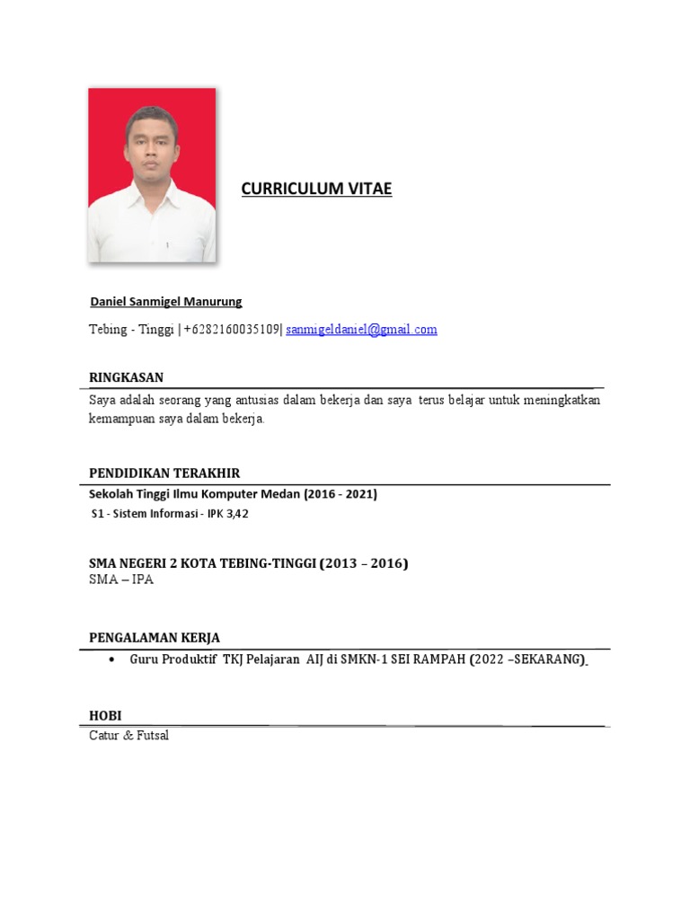 Curriculum Vitae: Daniel Sanmigel Manurung | PDF