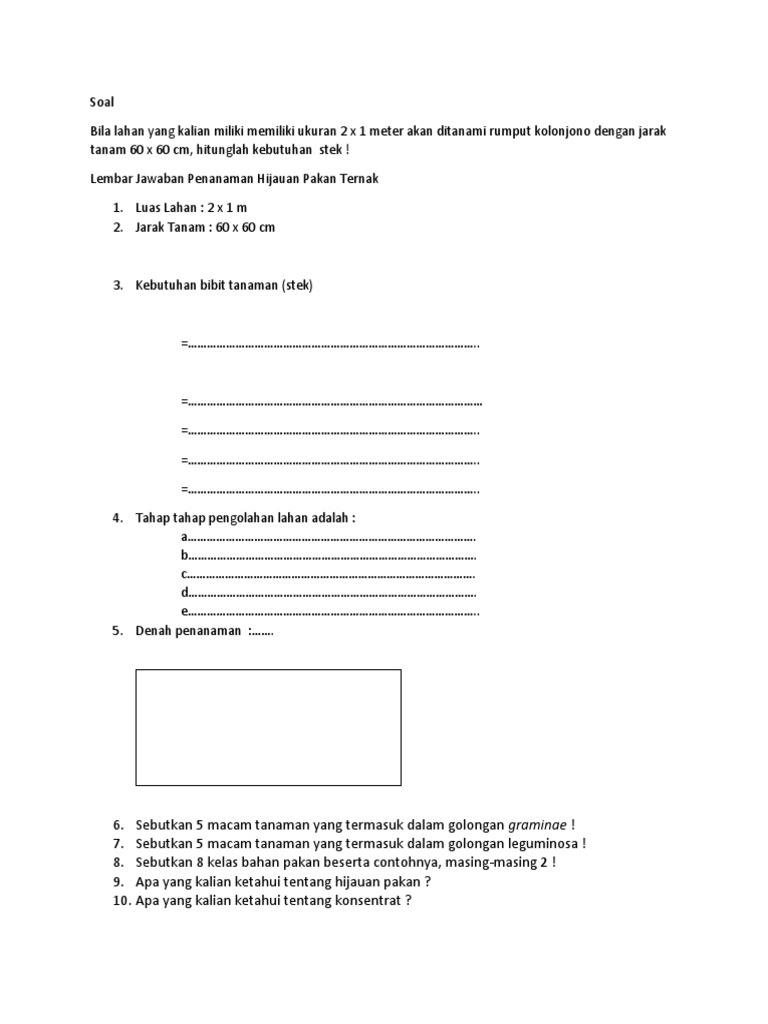 Kebutuhan Stek Rumput Kolonjono 2x1m | PDF