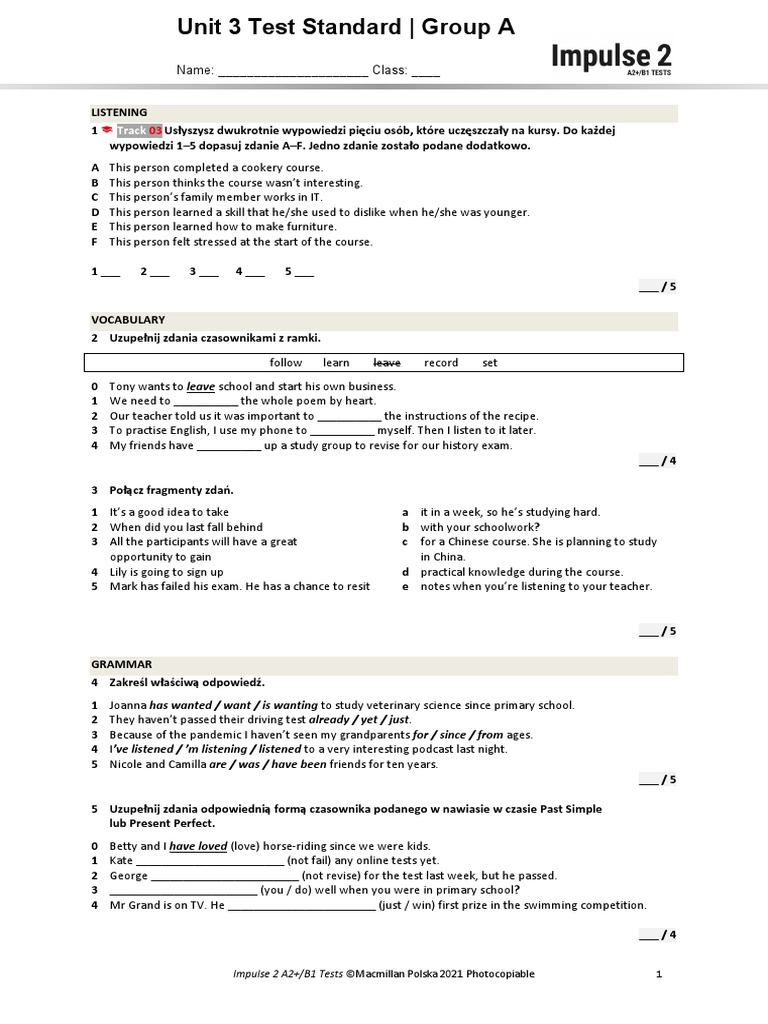 Unit 3 Test Standard GrA | PDF