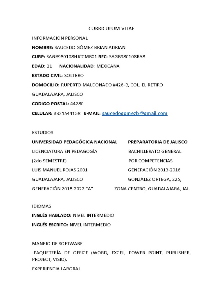 Curriculum Vitae Brian | PDF