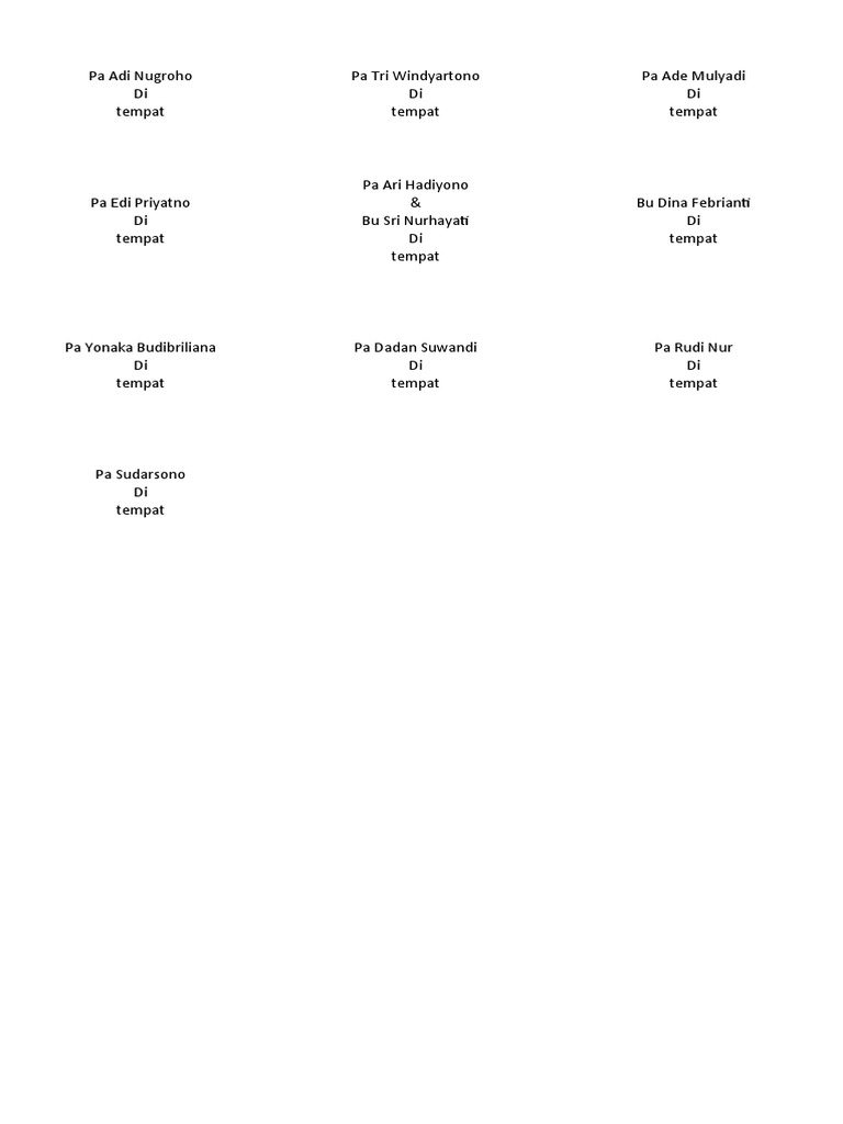 Format Cetak Label Nama Undangan | PDF