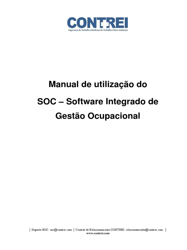 Manual de Utilização Do. SOC Software Integrado de Gestão Ocupacional ...