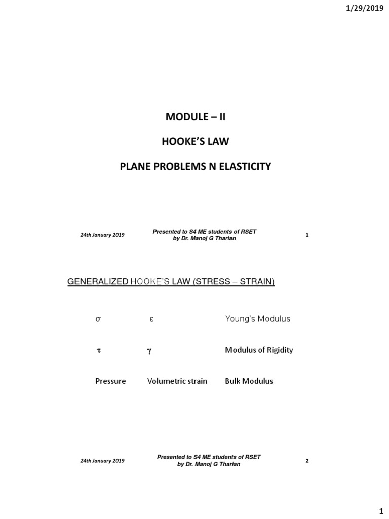 Module 2 | PDF | Elasticity (Physics) | Stress (Mechanics)