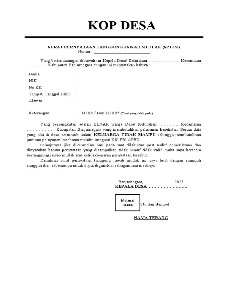 Form SPTJM Desa | PDF