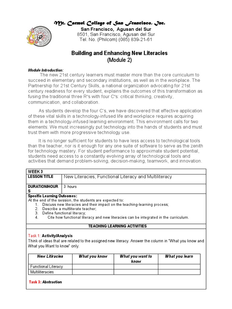 PCK 6.6 Week 3 4 PrelimModule - Literacy | PDF | Project Based Learning | Literacy