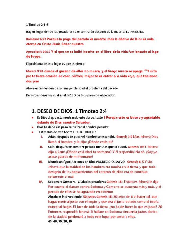 1 Timoteo 2 EL DESEO DE DIOS | PDF | Salvación | Jesús