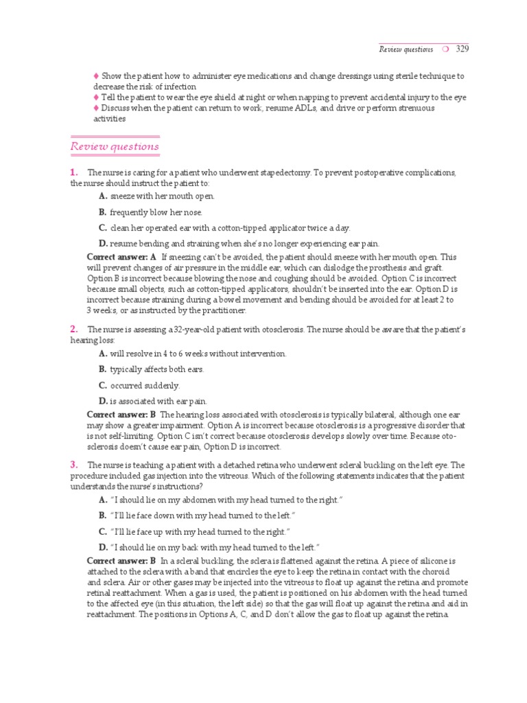 Glaucoma, Cataract, Otitis Lippincot Questions-1 | PDF | Cataract ...