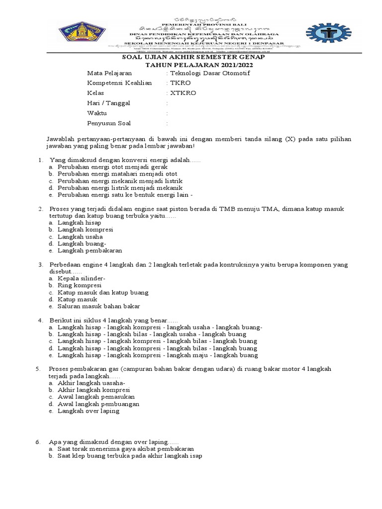 Teknologi Dasar Otomotif - X - TKRO | PDF
