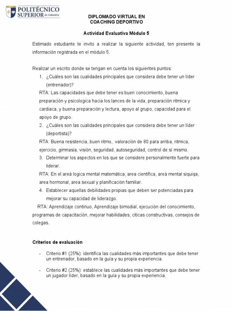 Actividad Evaluativa 5 | PDF