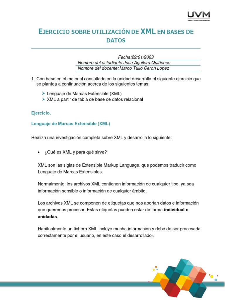 A1 - JAQ - BDA (Base de Datos Avanzada) | PDF | Xml | Lenguaje de marcado