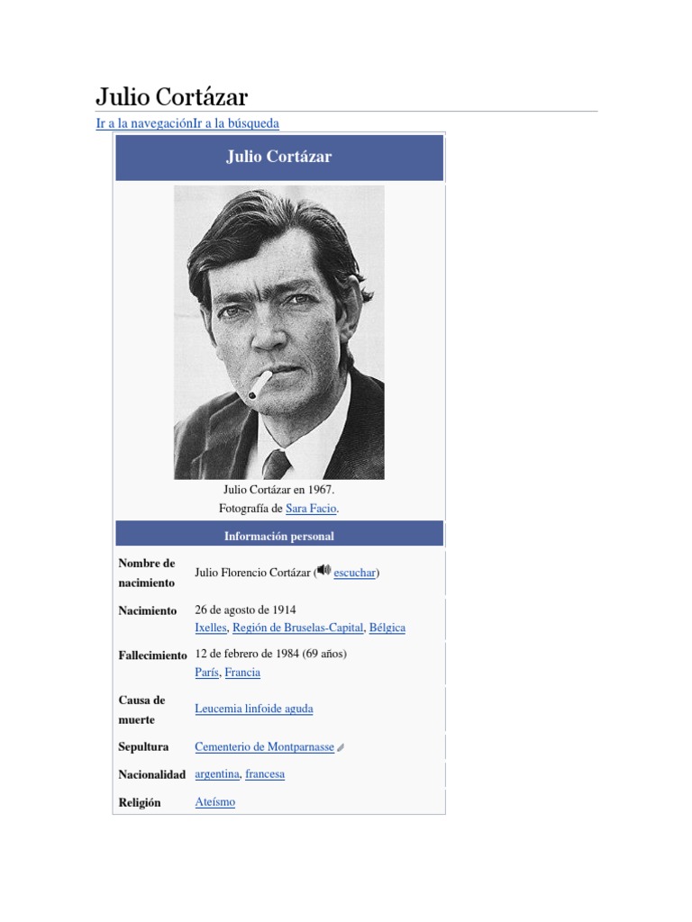 Vida y Obra de Julio Cortázar | PDF | Historia