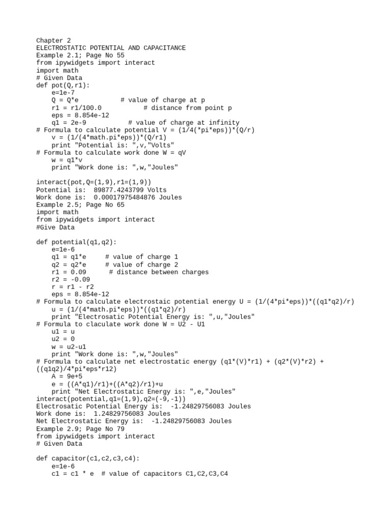 ELECTROSTATIC POTENTIAL AND CAPACITANCE in Python | PDF | Capacitance | Capacitor