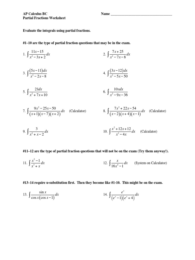AP Calculus BC Practice Worksheet | PDF | Teaching Methods & Materials