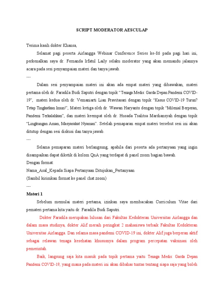 Text Moderator AWCS 86 X Dies Natalis 108 | PDF | Kesehatan Holistik