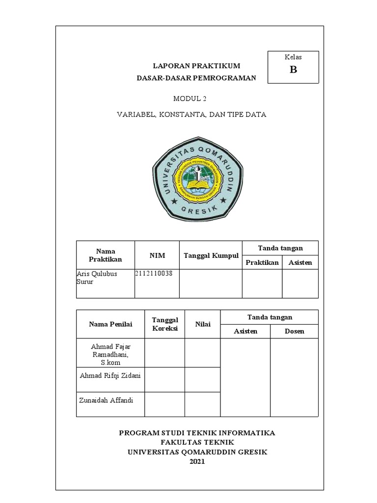LPORAN MODUL 2 Teknik Informatika Semester 1 | PDF