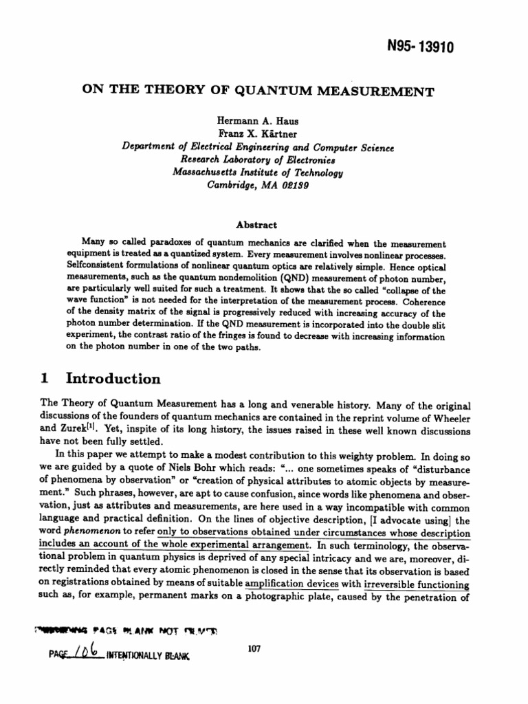 ON THE Theory OF Quantum Measurement | PDF | Quantum Mechanics | Photon