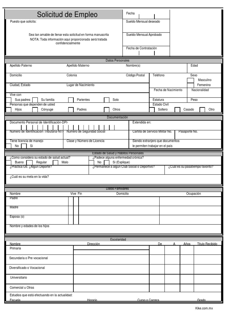 Solicitud de Empleo | PDF