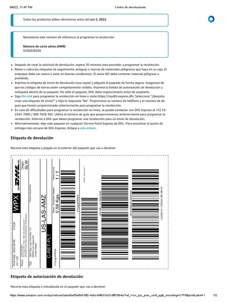 Centro de Devoluciones | PDF