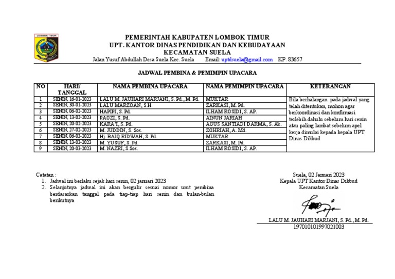 Jadwal Upacara | PDF