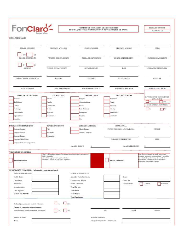 Formato Unico de Afiliación | Descargar gratis PDF | Bancos | Salario