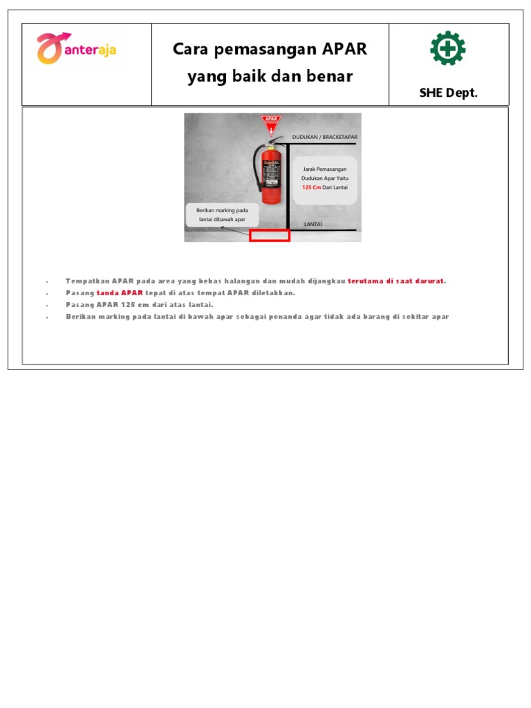 Guideline Pemasangan Apar Yang Baik Dan Benar01 | PDF