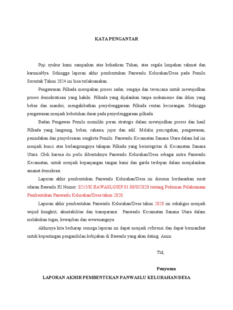 Laporan Akhir Pembentukan PKD Kecamatan Sanana Utara | PDF