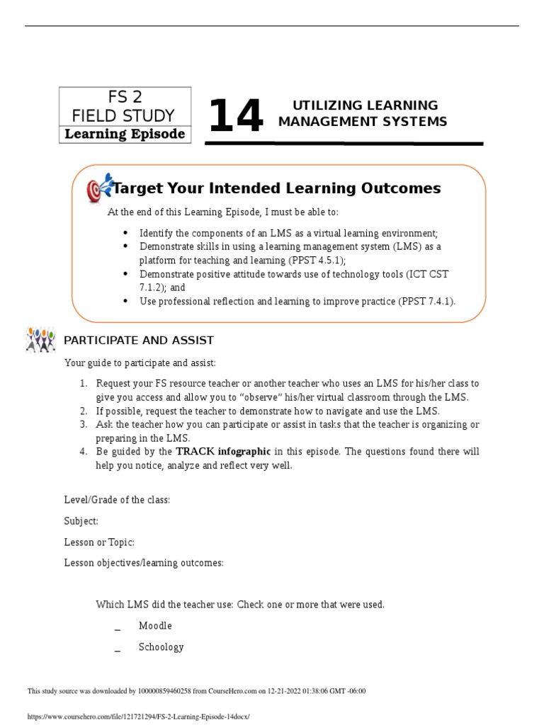 FS 2 Learning Episode 14 | PDF | Teachers | Learning