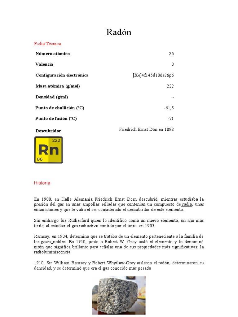 Radón | PDF | Cáncer de pulmón | Química
