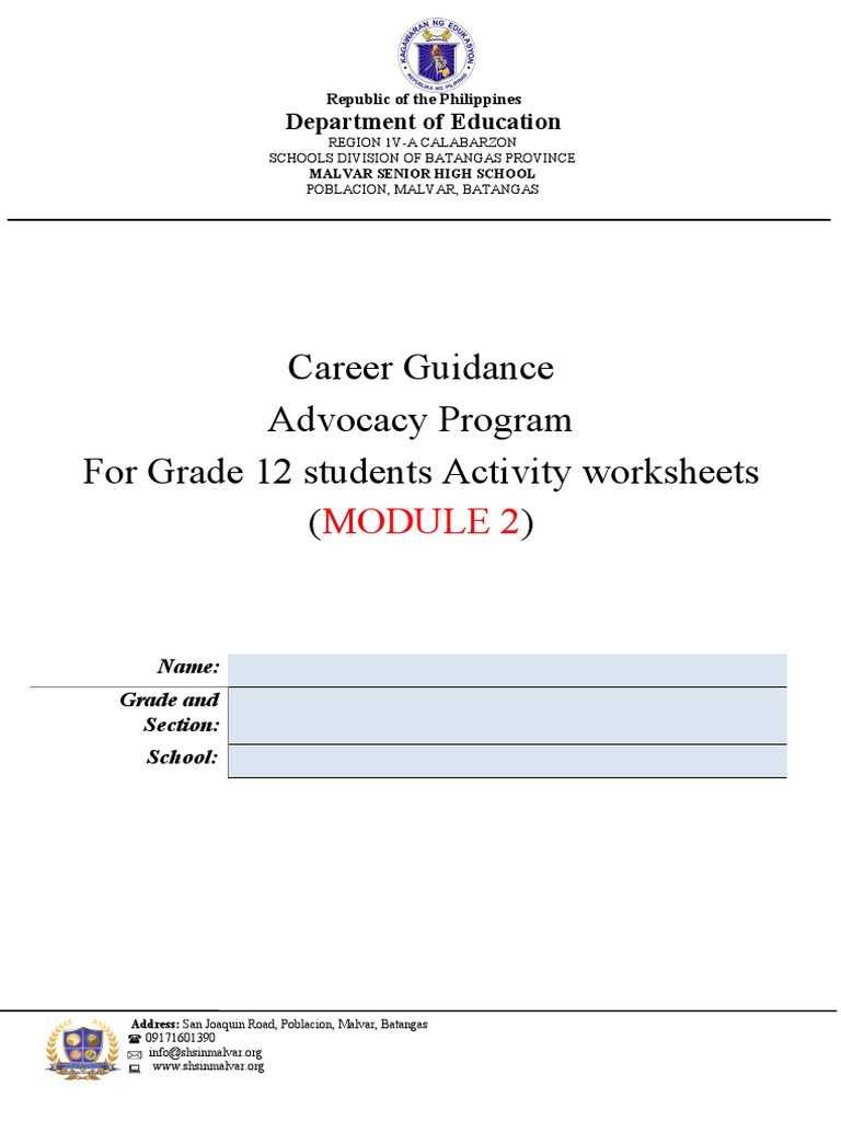 CGAP-Grade-12-Worksheet - MODULE 2 | PDF