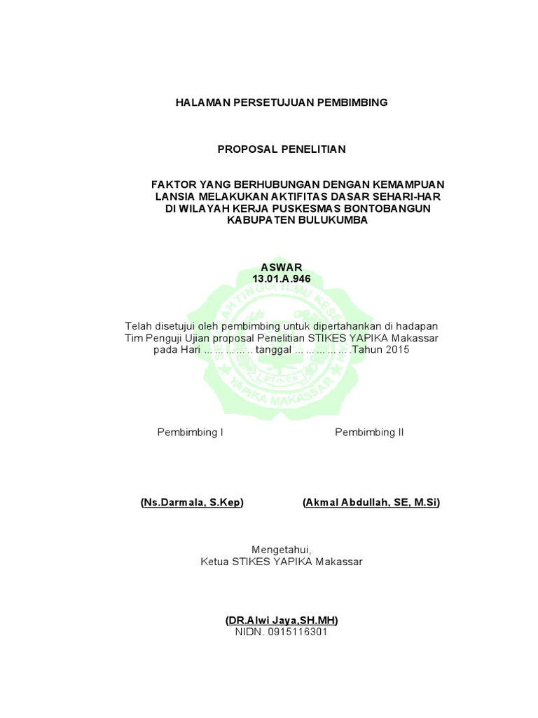 Lampiran 4 Contoh Surat Persetujuan Proposal Skripsi | PDF