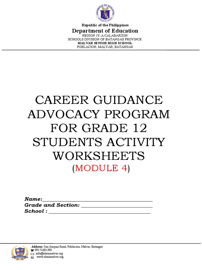 Malvar Senior High Career Guidance Program | PDF
