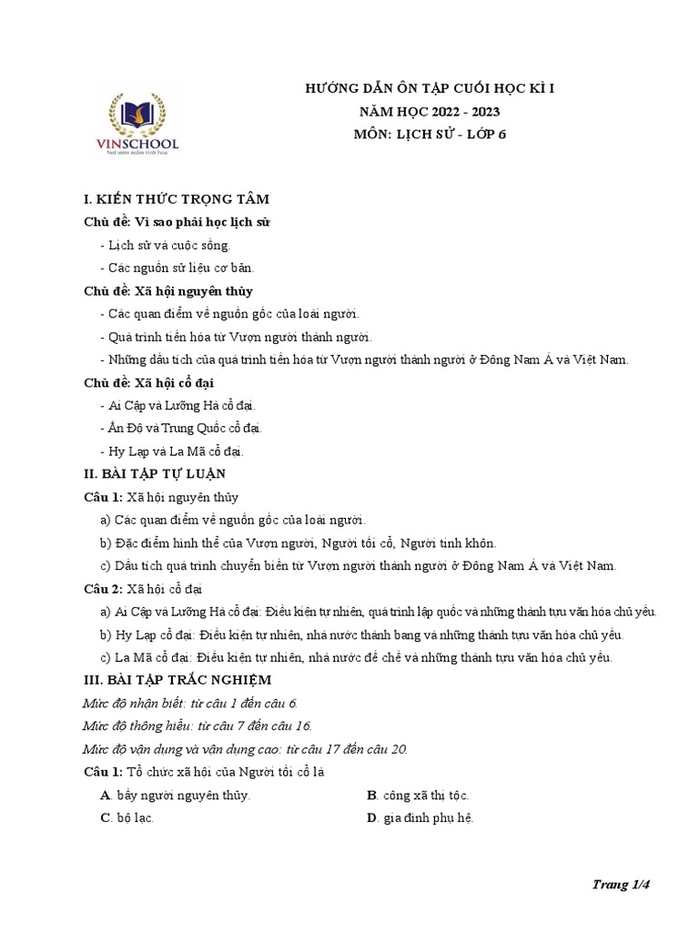 LS - HK 1 - Đề Cương | PDF