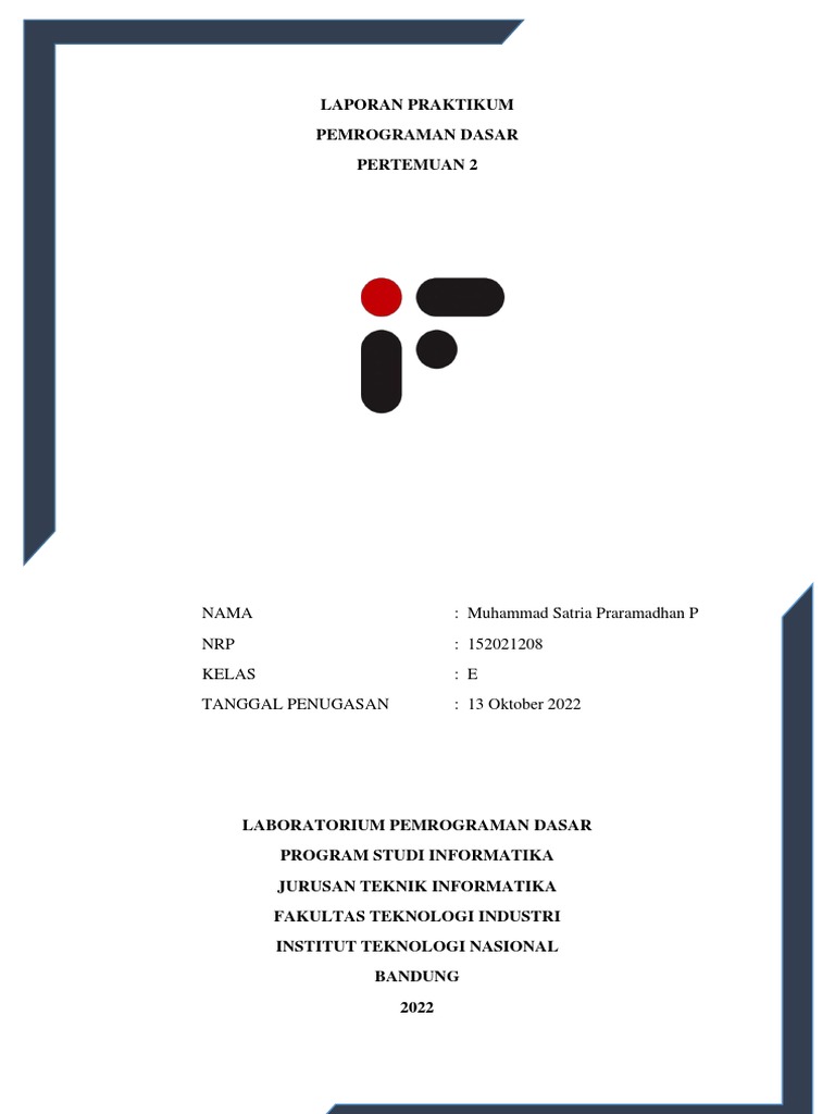 Laporan Praktikum Pemrograman Dasar Pertemuan 2 | PDF