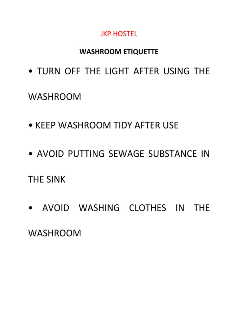 Washroom Etiquette | PDF