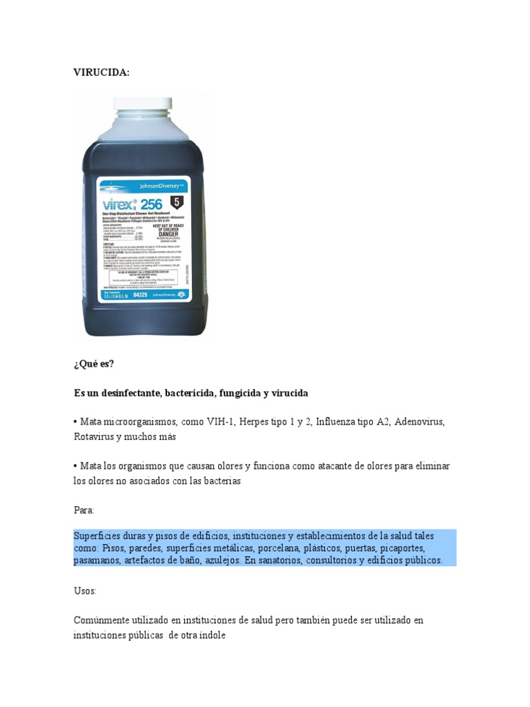 Desinfectante Virucida para Instituciones | PDF