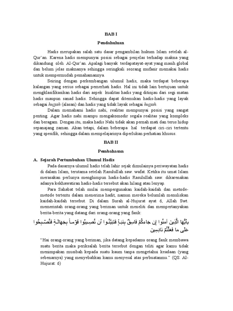 Kel. 1 (Sekilas Tentang Sejarah Pertumbuhan Ulumul Hadis, Kitab ...