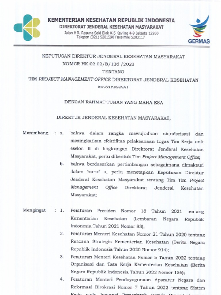 SK PMO Ditjen Kesmas - Jan 2023 | PDF