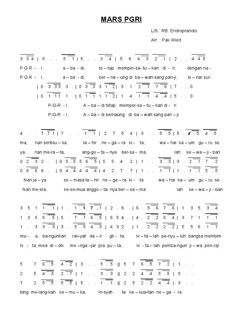 Mars PGRI Dan Hymne PGRI | PDF | Kajian Bahasa Asing
