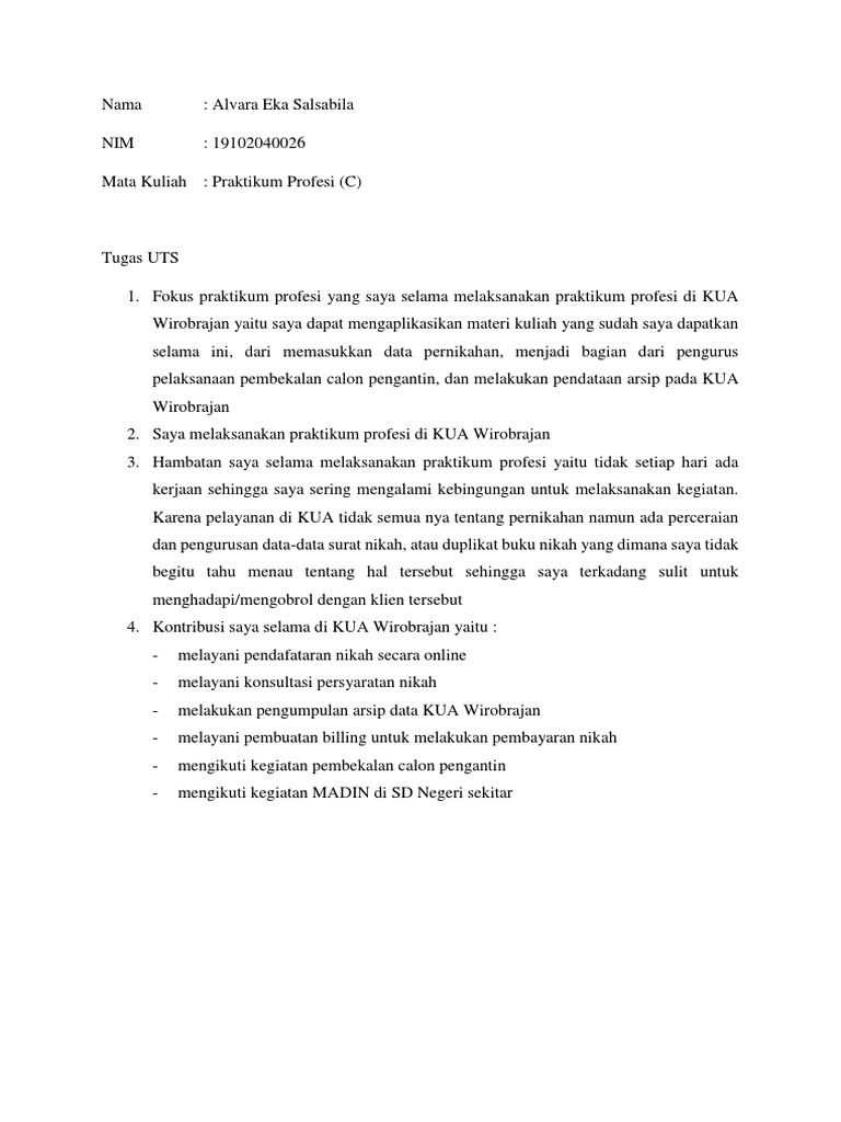 Alvara Eka Salsabila - 19102040026 - Tugas UTS Praktikum Profesi | PDF Alvara Eka Salsabila - 19102040026 - Tugas UTS Praktikum Profesi | PDF