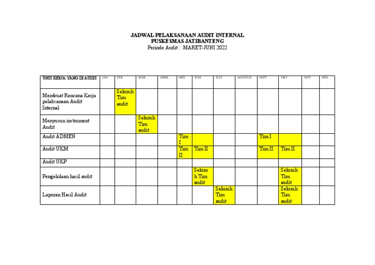 Jadwal Audit Internal Puskesmas | PDF | Pengelolaan Keuangan & Uang | Teknologi & Rekayasa