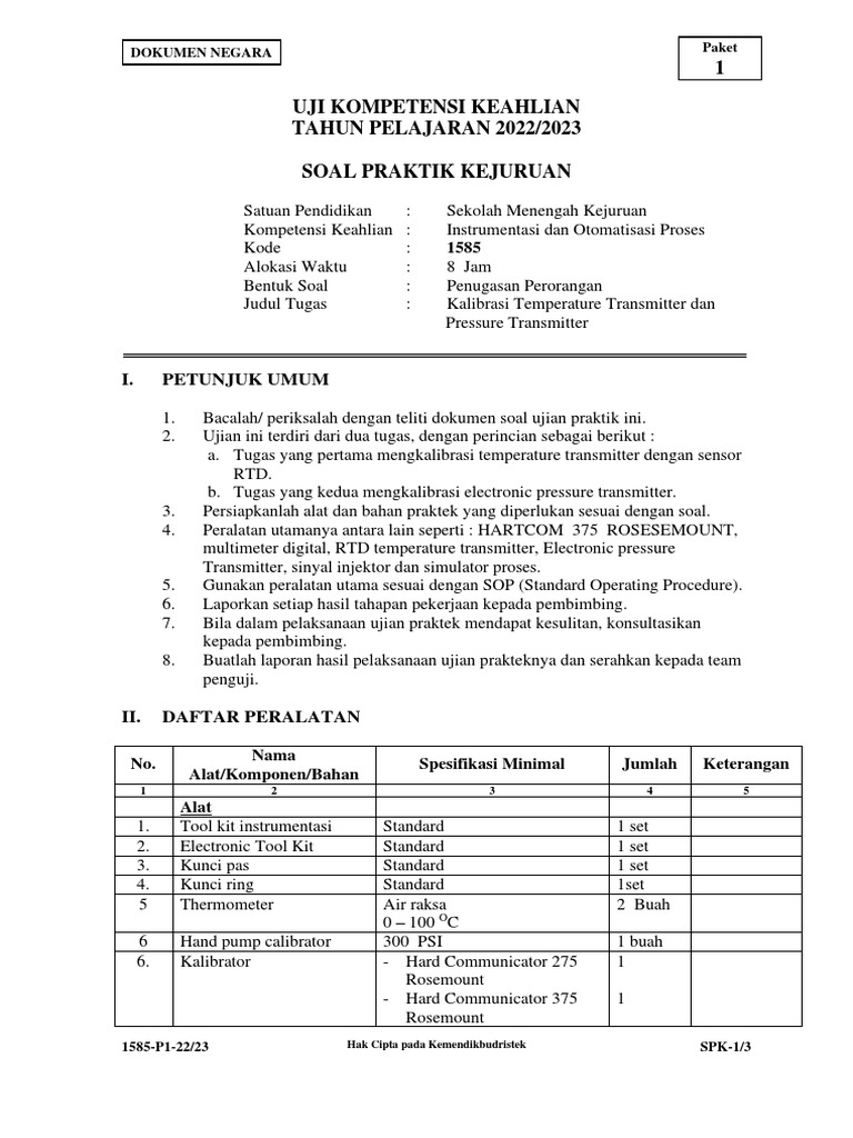 1585 P1 SPK Instrumentasi Dan Otomatisasi Proses | PDF