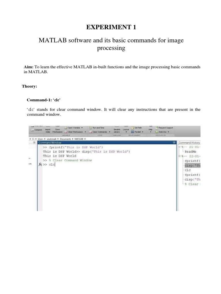 Exp 1 | PDF | Matlab | Matrix (Mathematics)