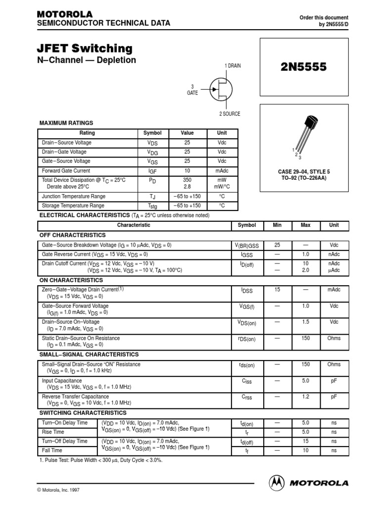 Datasheet JFETn | PDF | Field Effect Transistor | Transistor