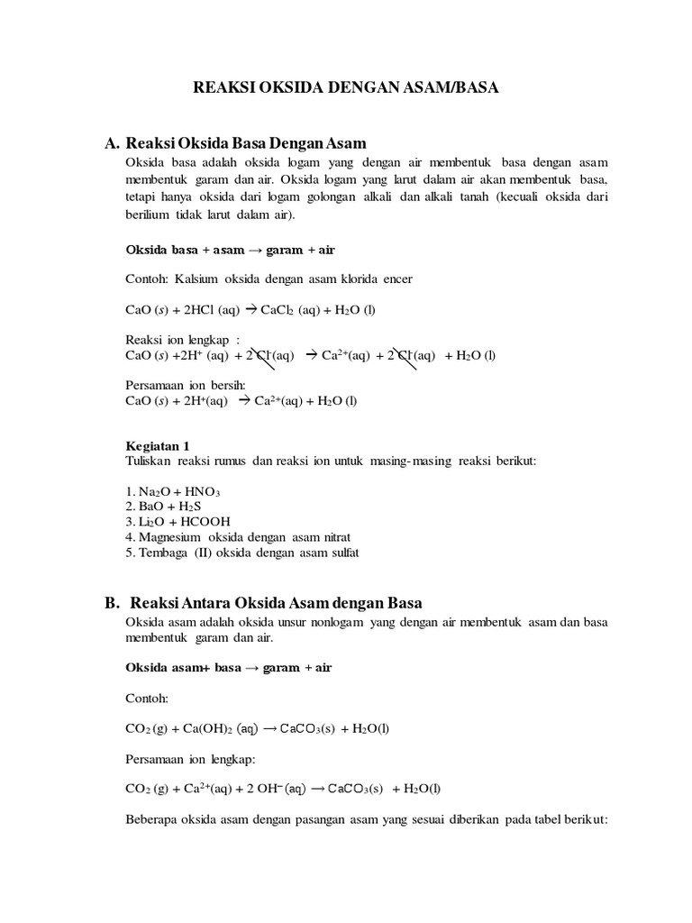 Reaksi Oksida Dengan Asam Basa | PDF