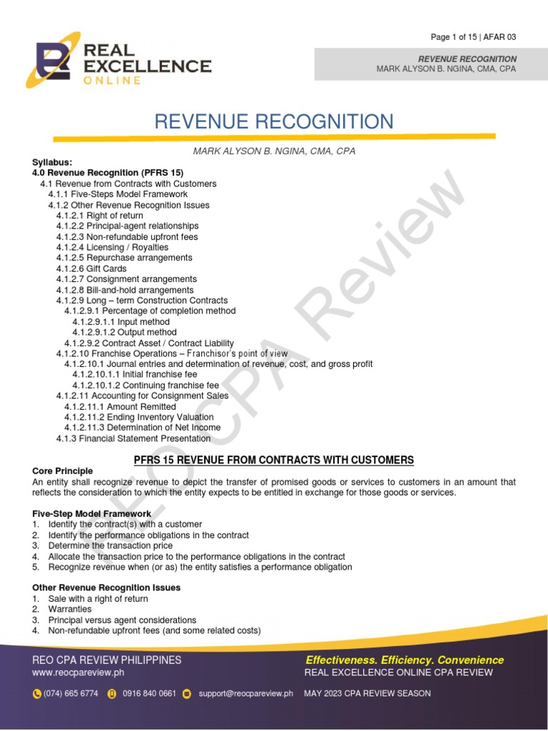 AFAR.03 Revenue Recognition | PDF | Debits And Credits | Business Economics