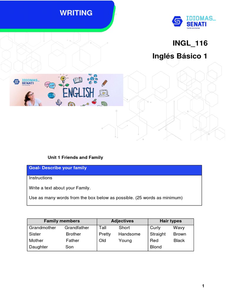 Ingl-116 - B1 - Writing - Task-Unit 1 | PDF